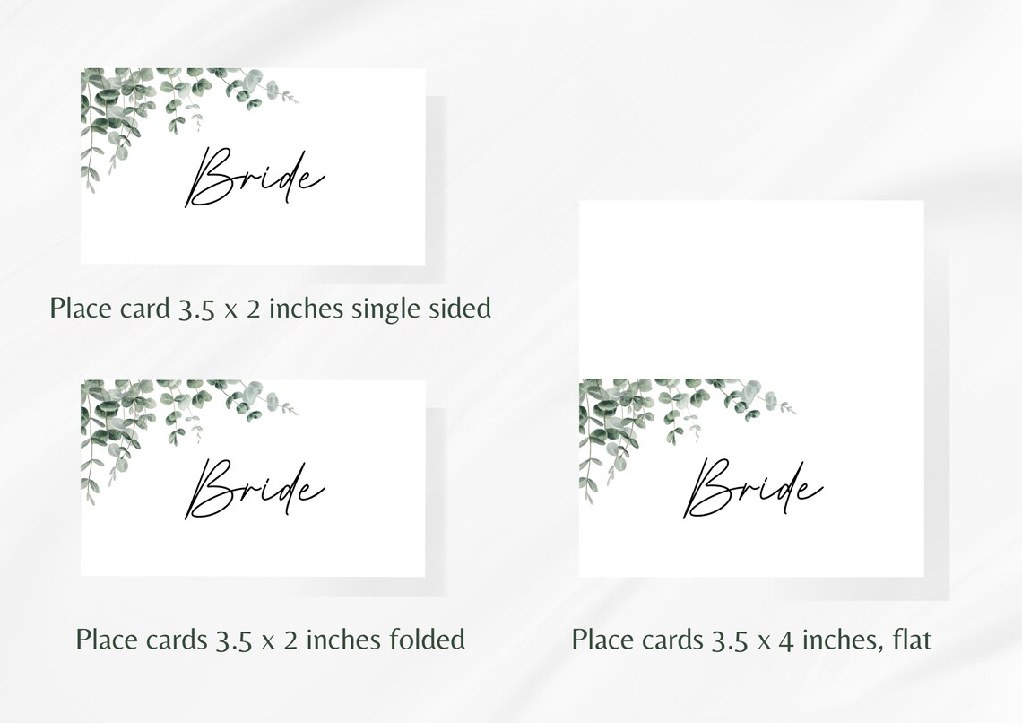 Eucalyptus Wedding Place Card Template Greenery Name Card - Etsy