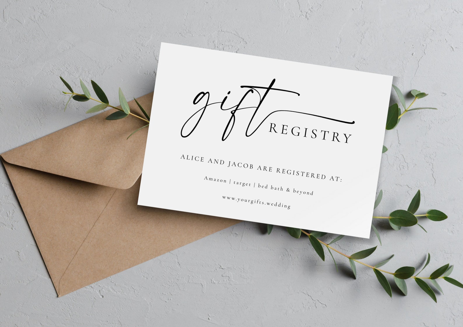 Gift Registry Card Template, Printable Wedding Registry Enclosure Card ...