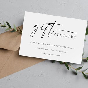 Gift Registry Card Template, Printable Wedding Registry Enclosure Card ...