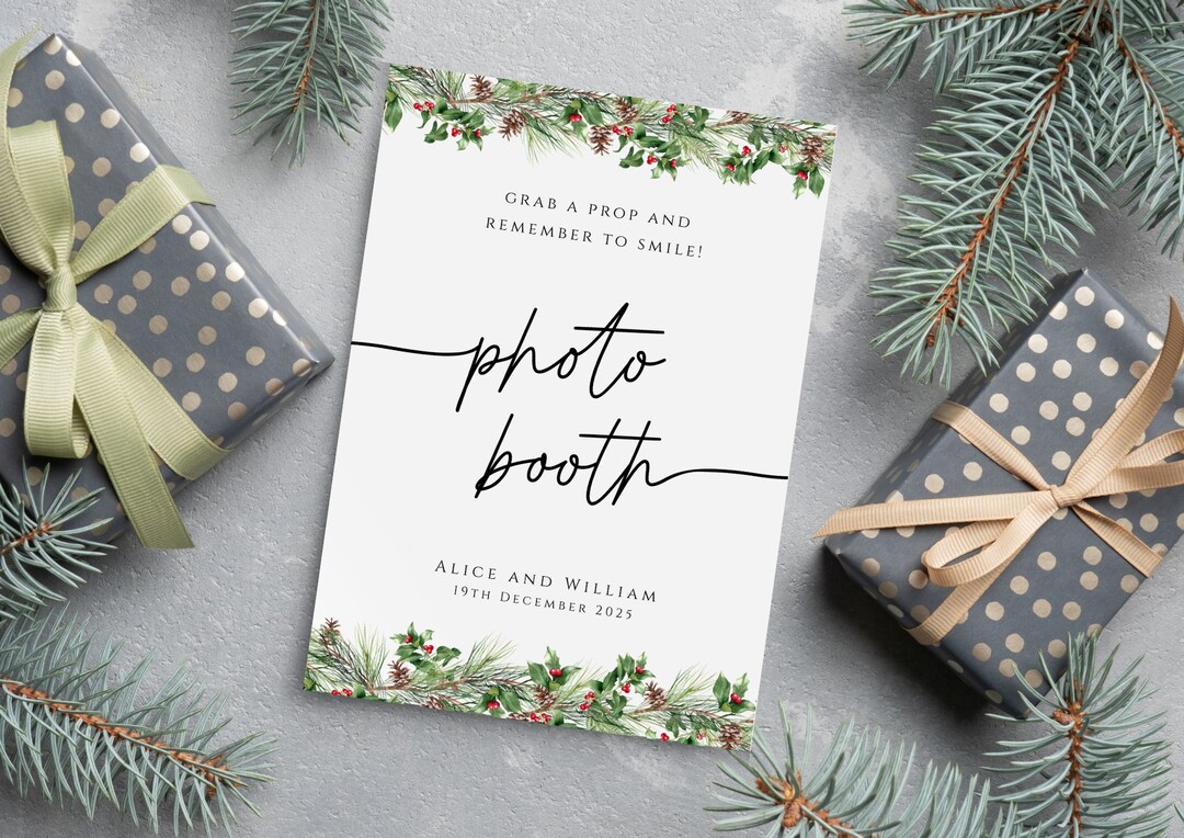 Christmas Photo Booth Sign Template, Wedding Photo Booth Sign Printable ...