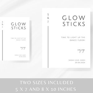 Wedding Glow Stick Sign Template, Monogram Light up the Dance Floor ...