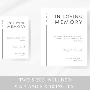 Monogram Wedding in Memory Sign Template, Printable Black & White ...