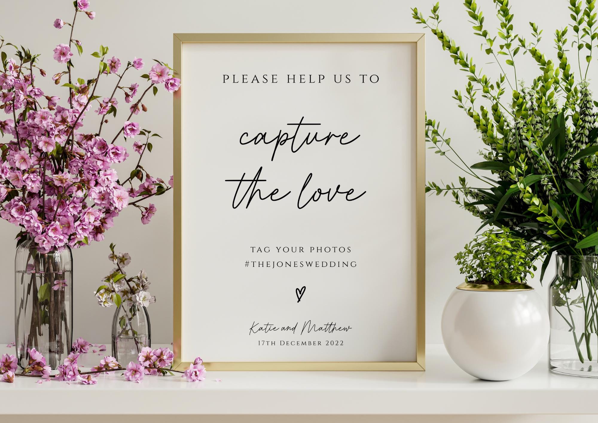 Capture the Love Wedding Sign Template, Photo Hashtag Sign Printable ...