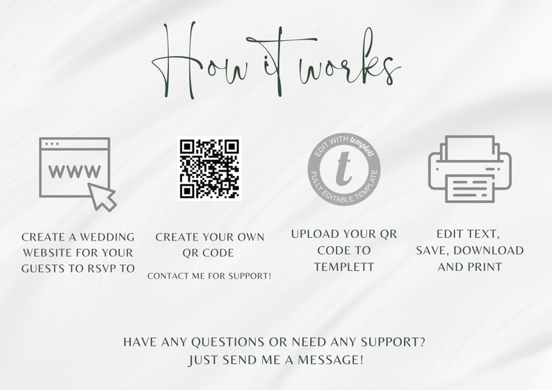 Simple Wedding Invitation Template, Upload Your QR Code, Double Sided ...