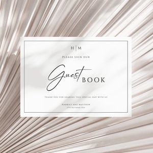 Monogram Wedding Guest Book Sign Template, Elegant Guestbook Printable ...