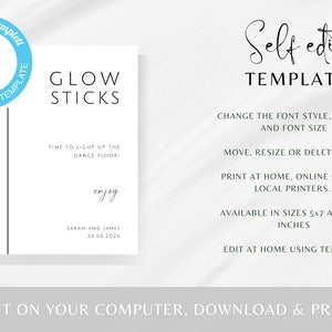 Wedding Glow Stick Sign Template, Monogram Light up the Dance Floor ...