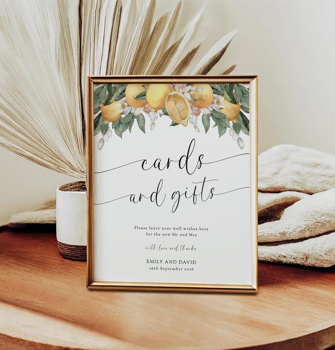Lemon Cards and Gifts Sign Template, Printable Wedding Sign, Editable ...