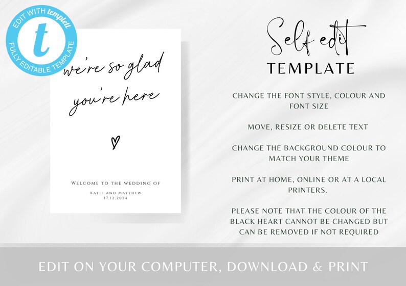 We're so Glad You're Here Welcome Sign Template - Etsy