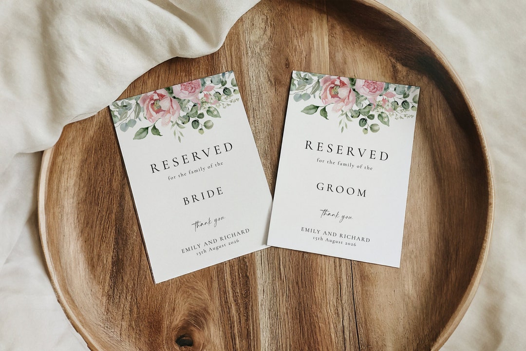 Modelo de sinal reservado para casamento, floral rosa para impressão ...