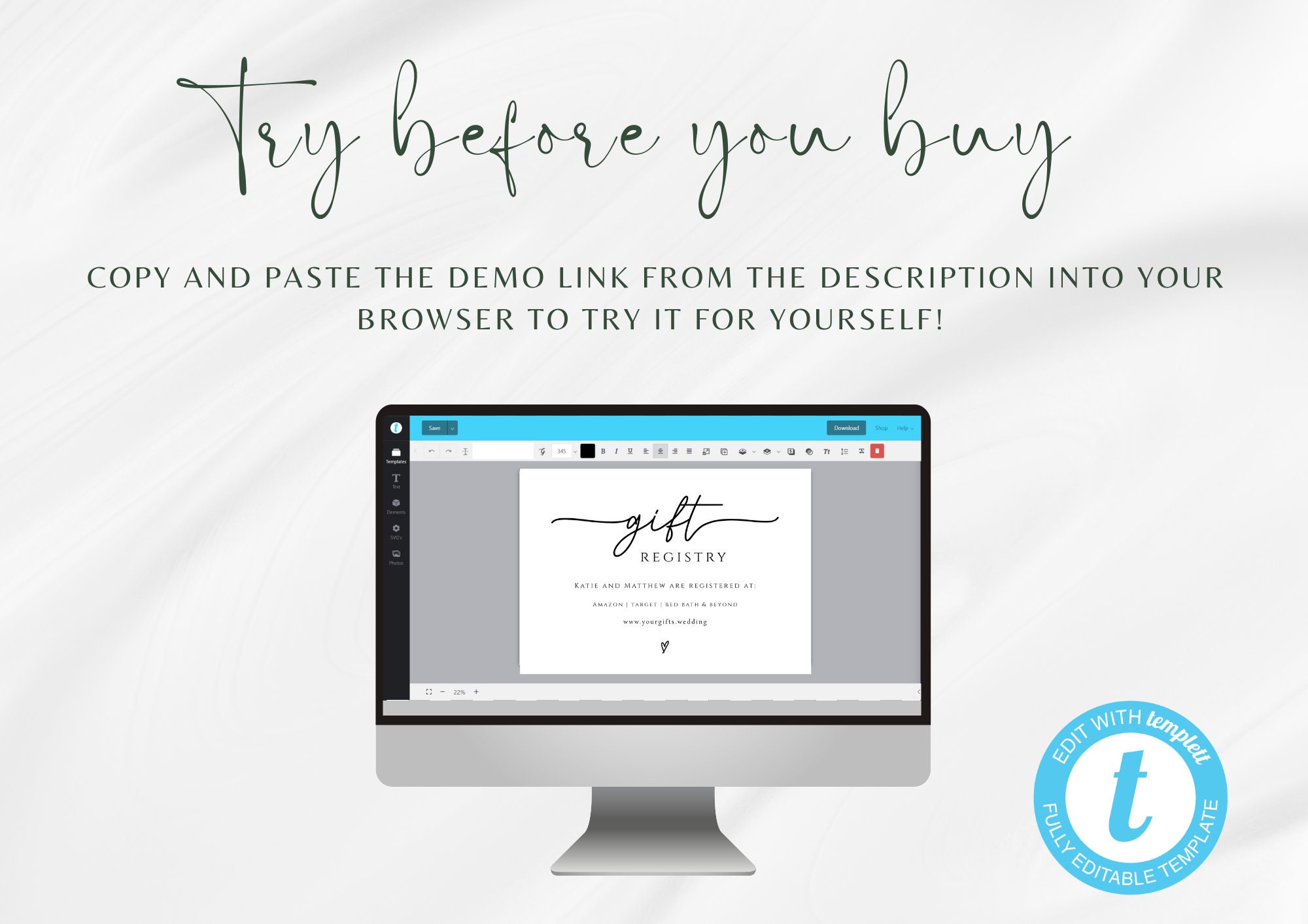 Gift Registry Card Template Diy Wedding Registry Enclosure - Etsy