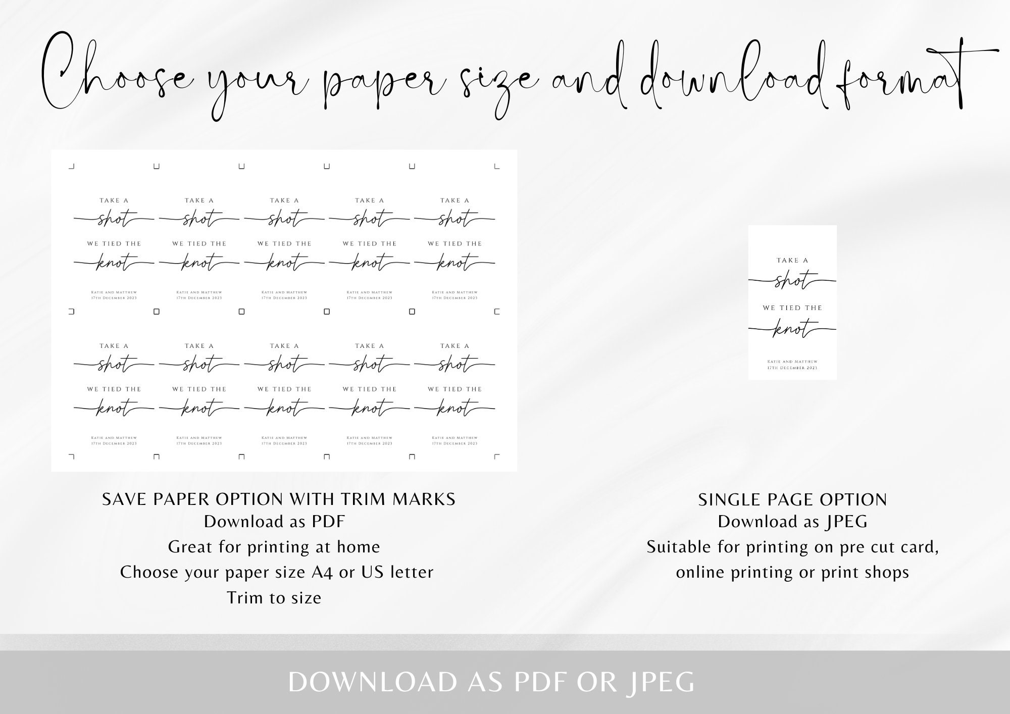 Wedding Shot Favor Tag Template, Take a Shot We Tied the Knot Diy Tag ...