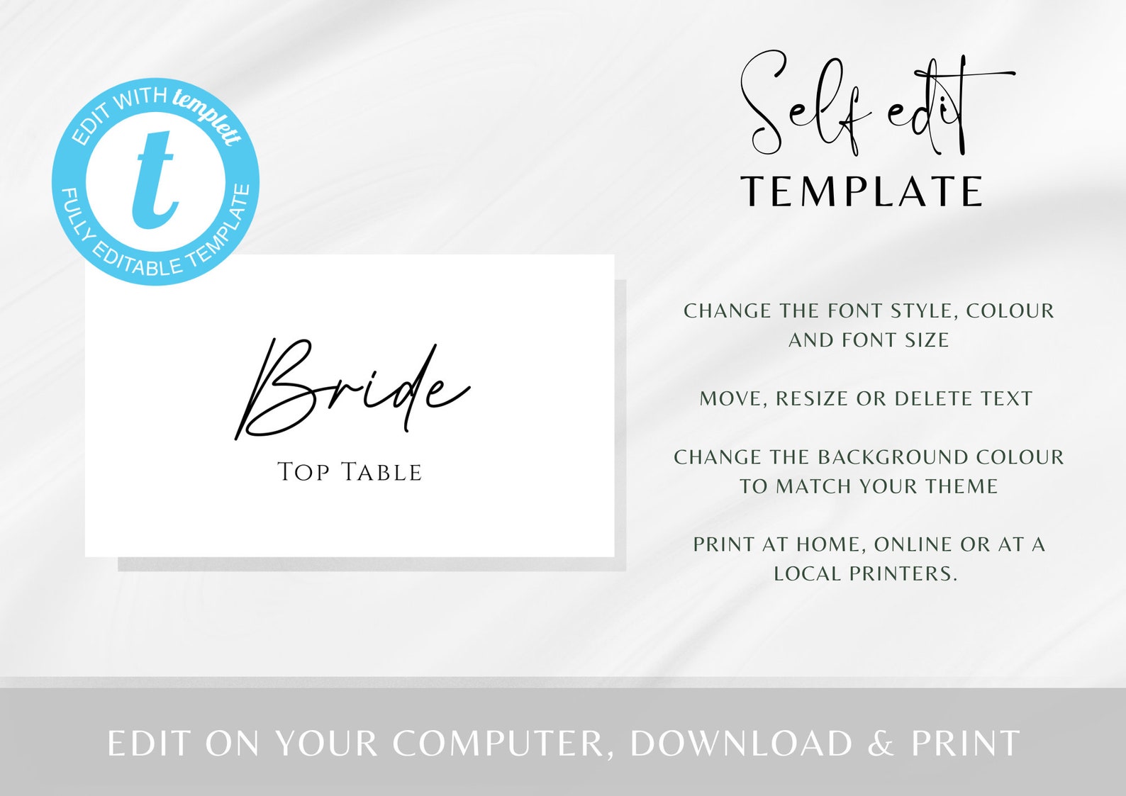 Place Card Template Simple Name Card Editable Minimalist - Etsy UK