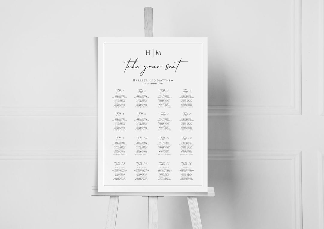 Monogram Wedding Table Plan Sign Template, Wedding Seating Chart ...