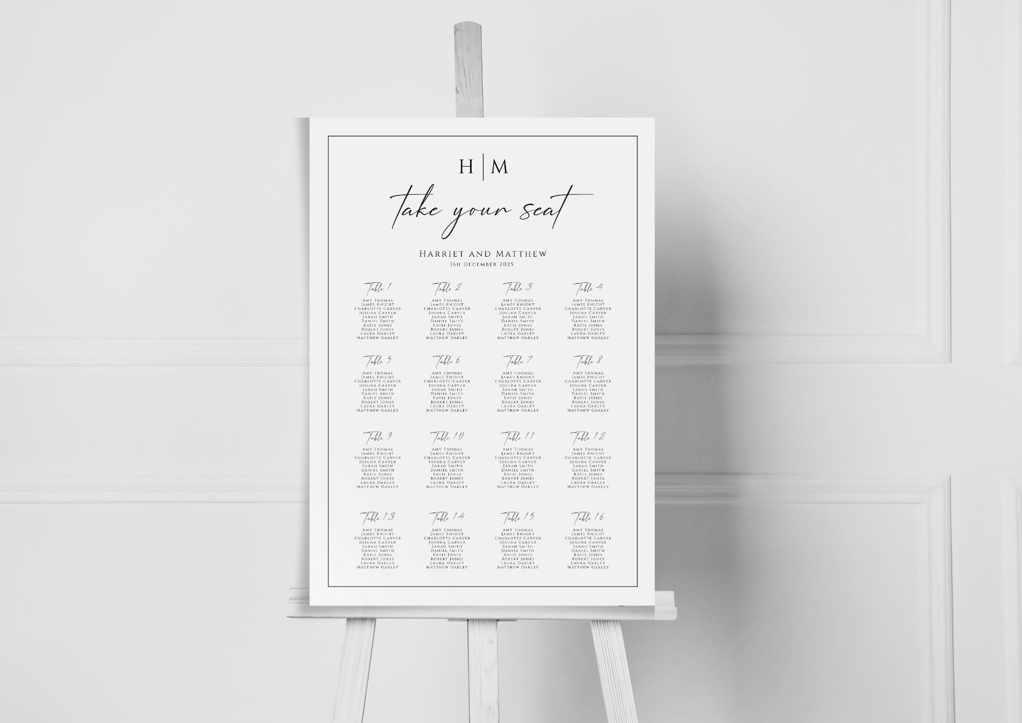 Modèle de signe de plan de table de mariage monogramme, tableau de ...