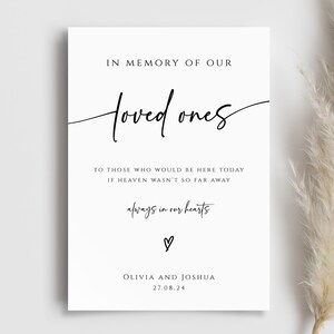 Wedding in Memory Sign Template, Modern Memorial Printable, Script ...
