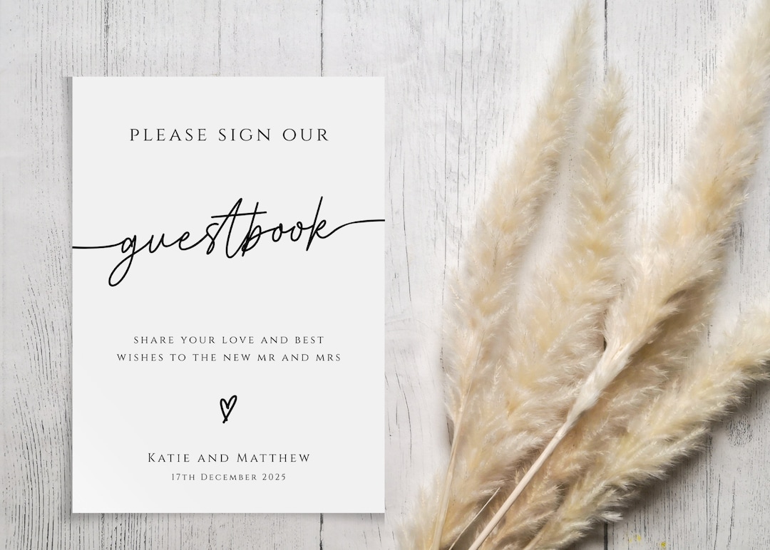 Simple Wedding Guestbook Sign Template, Printable Sign Our Guest Book ...