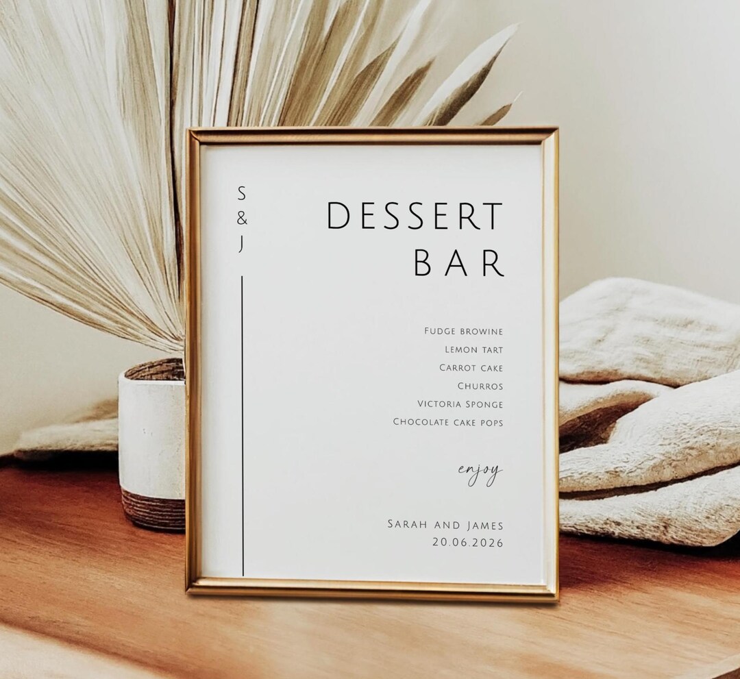 Monogram Dessert Bar Sign Template, Printable Wedding Dessert Menu ...