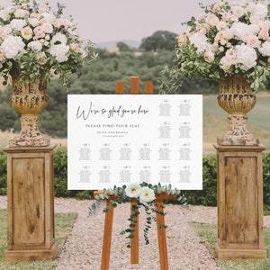 Wedding Table Plan Sign Template, Modern Landscape Seating Chart ...