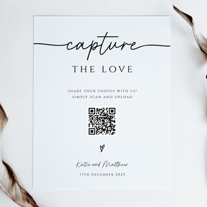 Capture the Love QR Code Sign Template, Wedding Photo Sign Printable ...