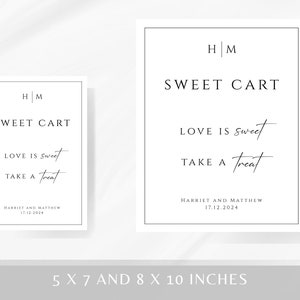 Wedding Sweet Cart Sign Template, Monogram Printable Love is Sweet Take ...