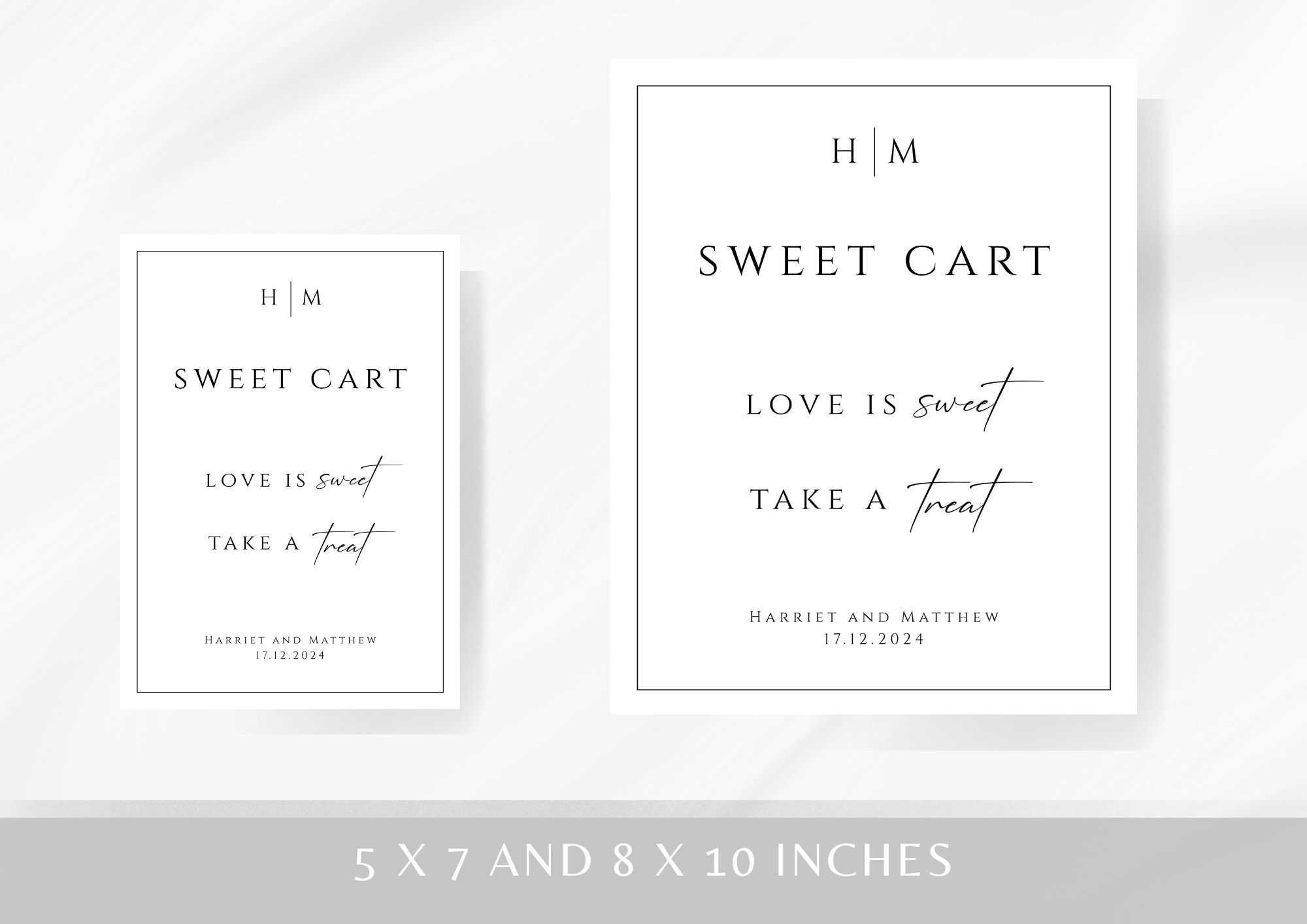 Wedding Sweet Cart Sign Template, Monogram Printable Love is Sweet Take ...