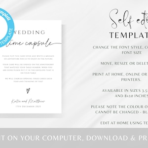 Wedding Time Capsule Sign Template, Message for Mr and Mrs, Wedding ...