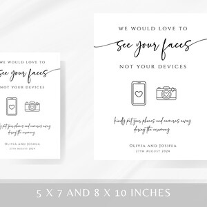 Wedding No Devices Sign Template, Modern Unplugged Ceremony Printable ...