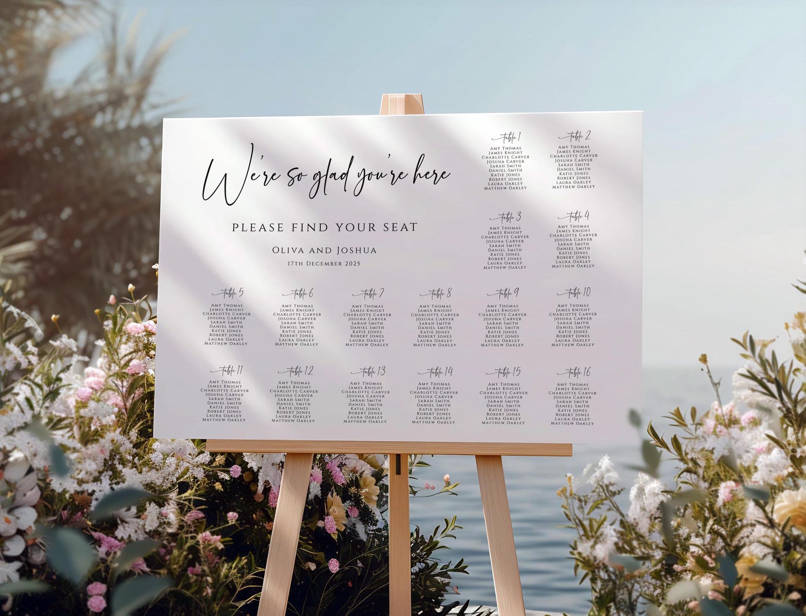 Wedding Table Plan Sign Template, Modern Landscape Seating Chart ...