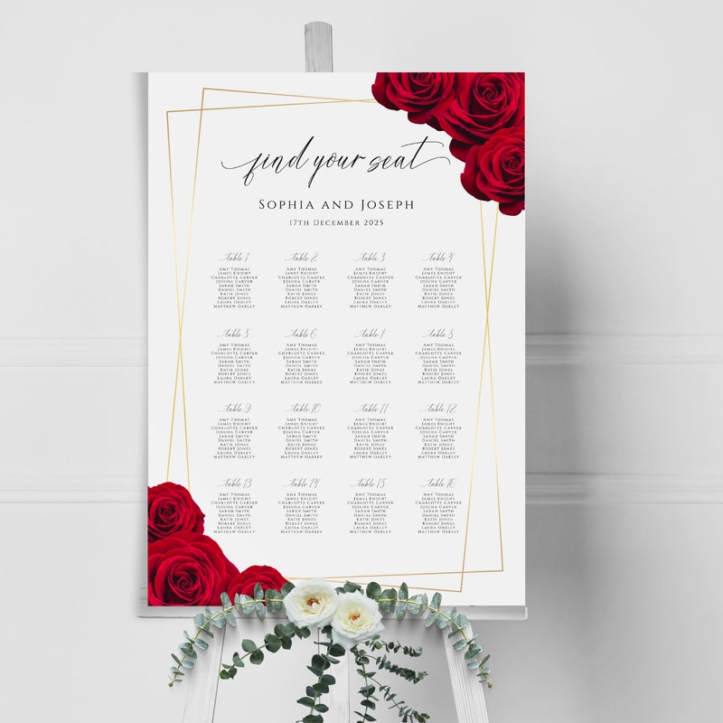 Wedding Seating Plan Red - Etsy