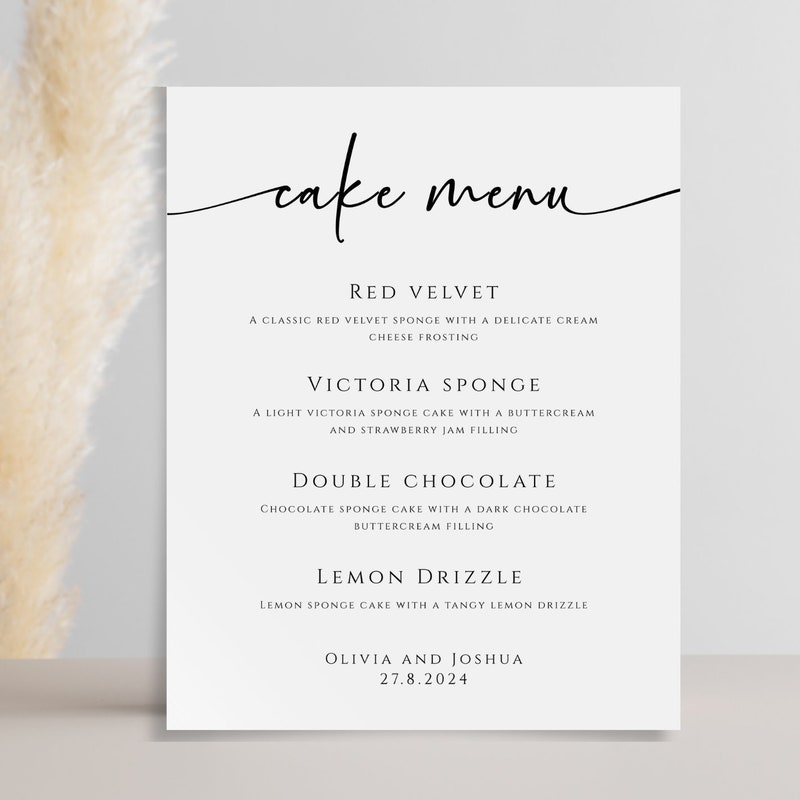 Black Cake Menu - Etsy