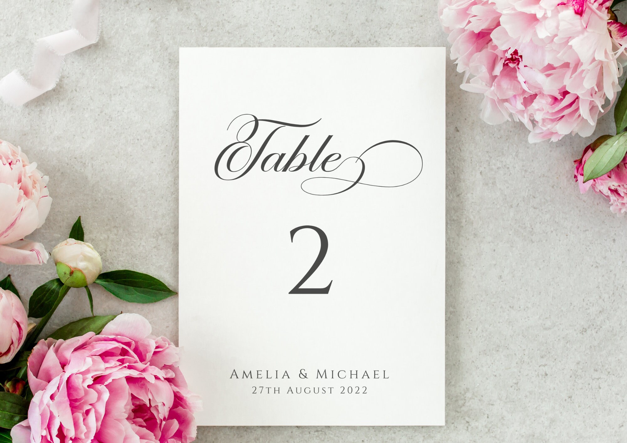 Calligraphy Table Number Template, Elegant Wedding Table Number Signs ...