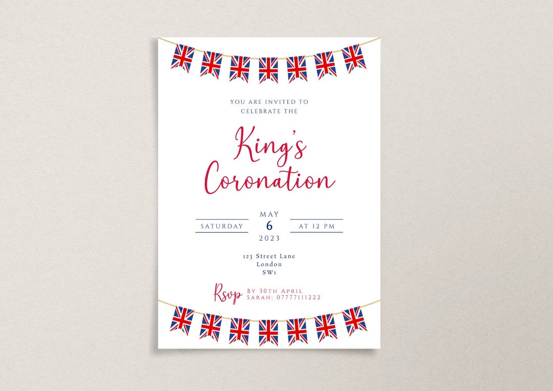 Coronation Party Invitation Template, Printable Kings Coronation Invite ...