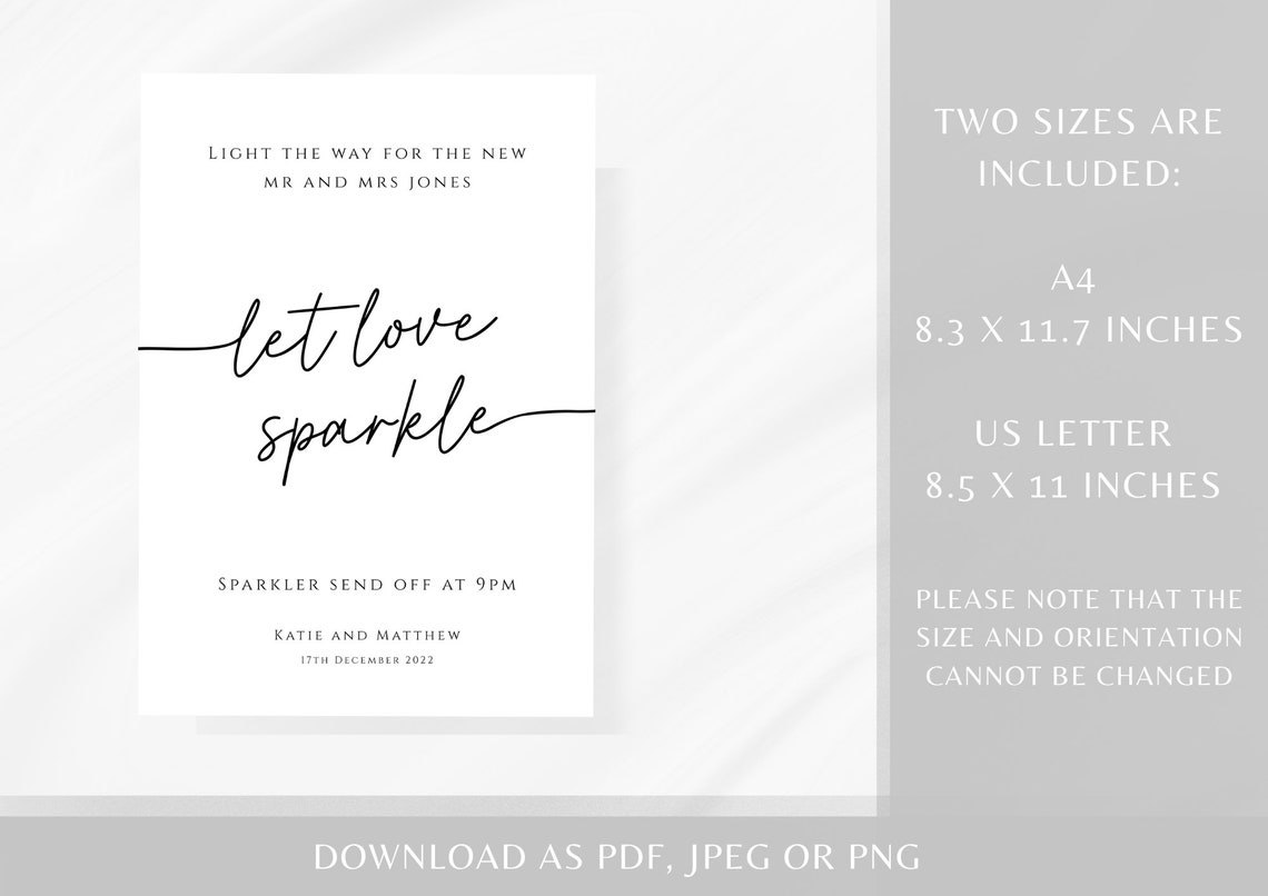 Let Love Sparkle Sign Template Wedding Sparkler Sign Light - Etsy UK