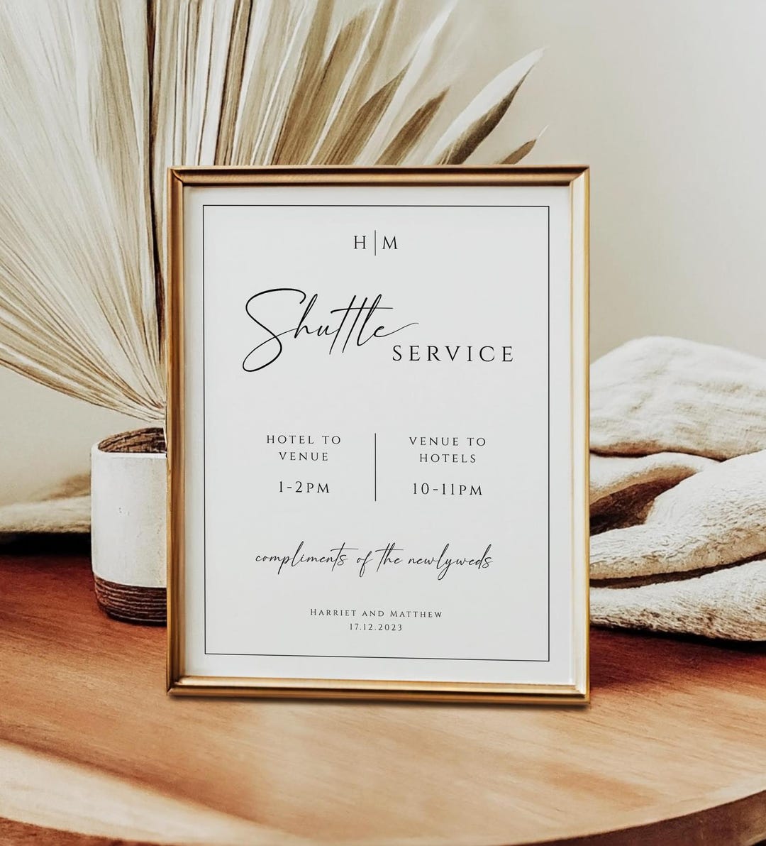 Monogram Wedding Shuttle Sign Template, Transportation Printable Sign ...