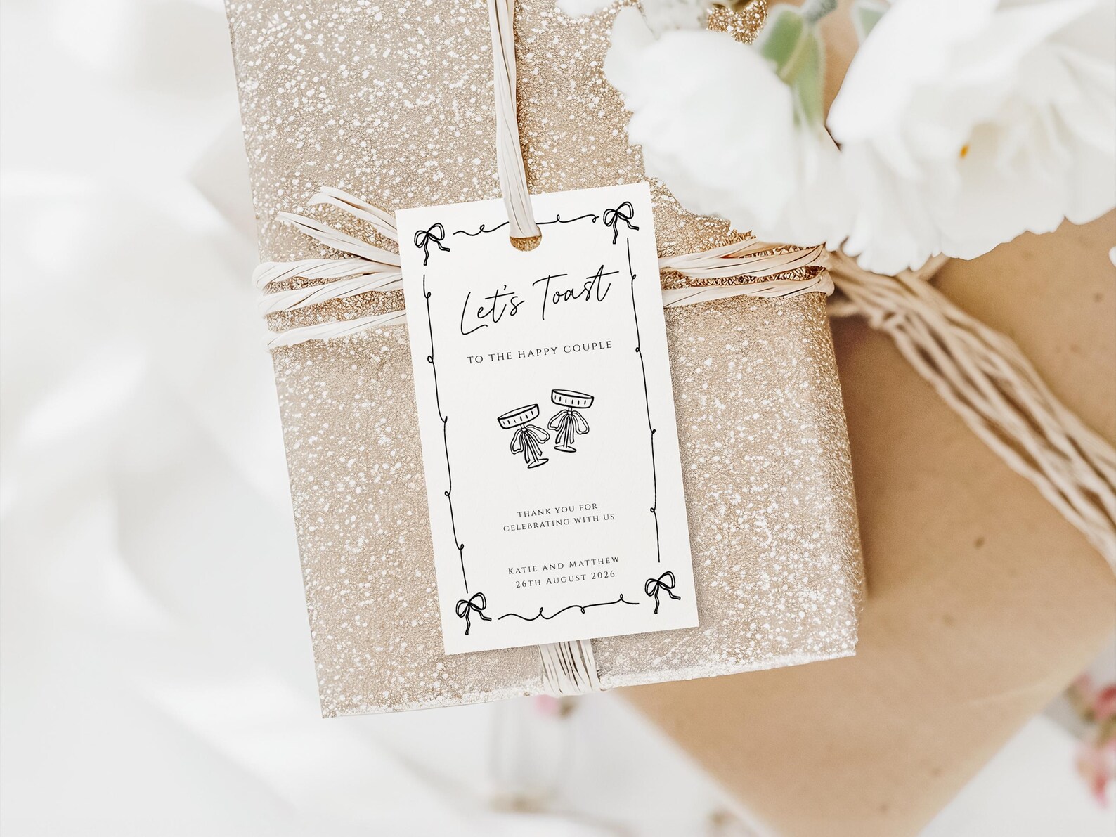 Let's Toast Favor Tag Template: Modern Champagne Design (templett ...