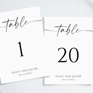 Wedding Table Numbers Printable Template, Editable Black & White Table ...