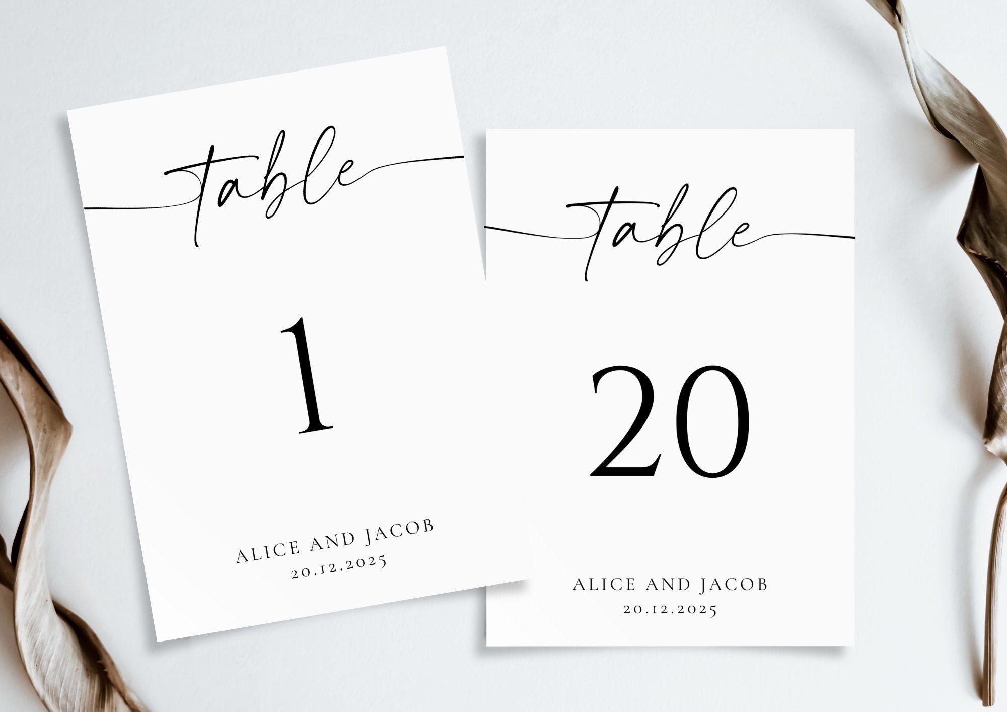 Wedding Table Numbers Printable Template, Editable Black & White Table ...