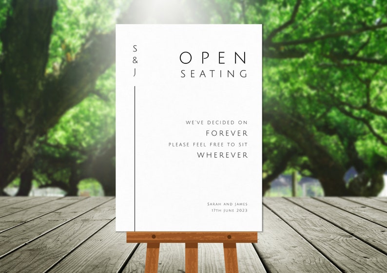 Open Seating Sign Template Modern Diy Wedding Sign We've - Etsy