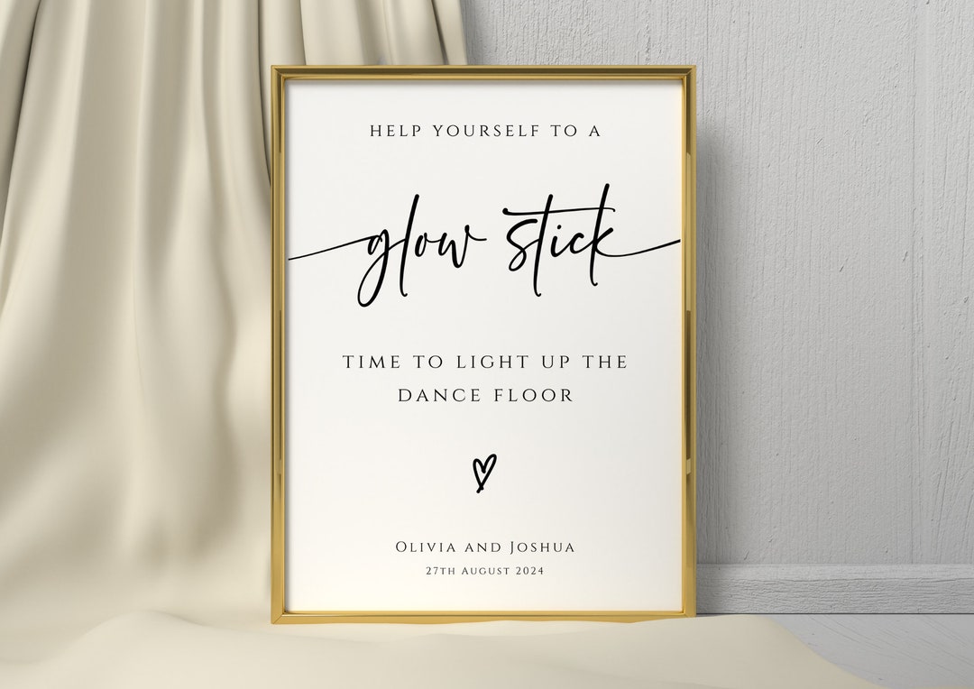 Wedding Glow Stick Sign Template Modern Help Yourself to Glow - Etsy