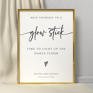 Wedding Glow Stick Sign Template, Modern Help Yourself to Glow Sticks ...