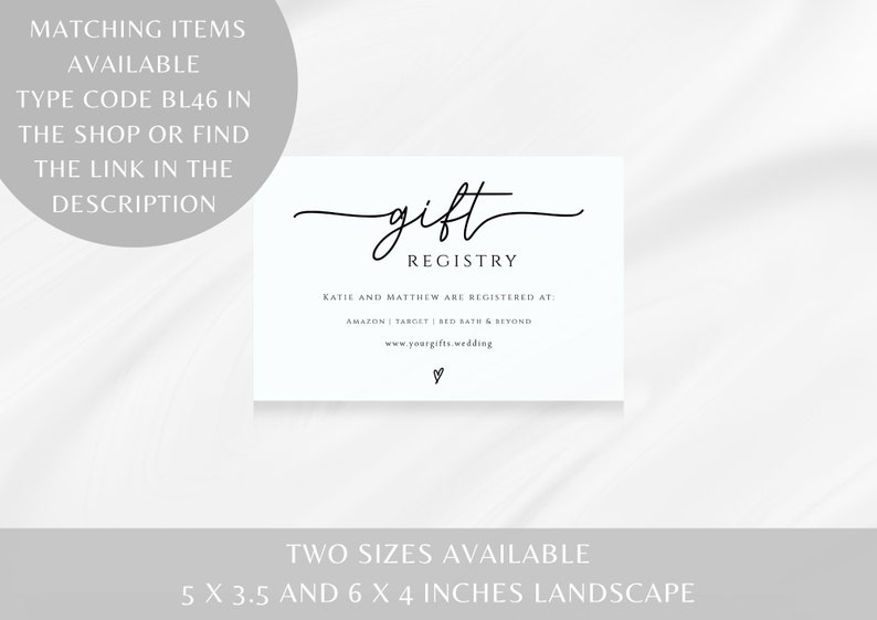 Gift Registry Card Template Diy Wedding Registry Enclosure - Etsy