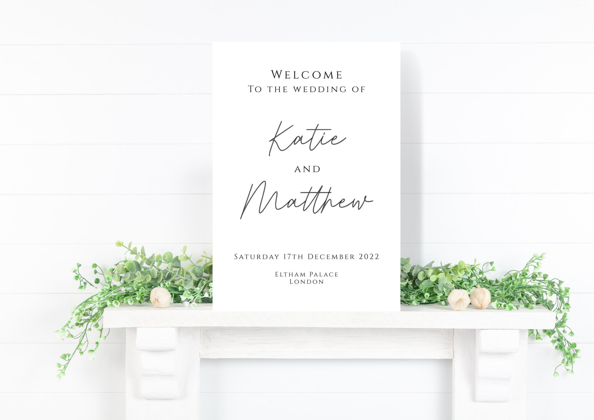 Simple Wedding Welcome Sign Template Minimalist Black and | Etsy UK
