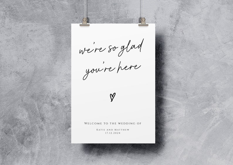 We're so Glad You're Here Welcome Sign Template - Etsy
