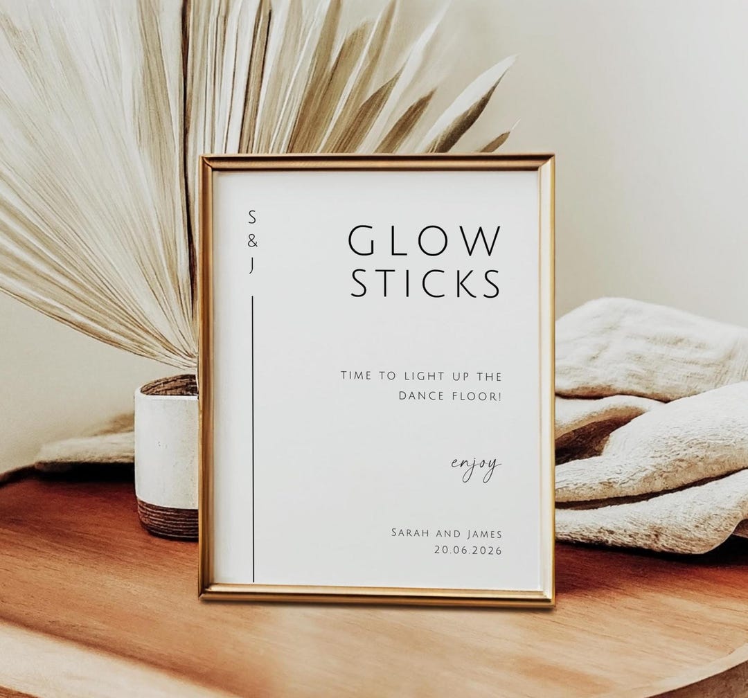 Monogram Glow Stick Wedding Sign Template: Modern Dance Floor Decor ...