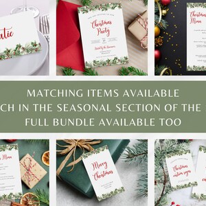 Christmas Holly Gift Tag Template, Printable Winter Greenery Party Tags ...