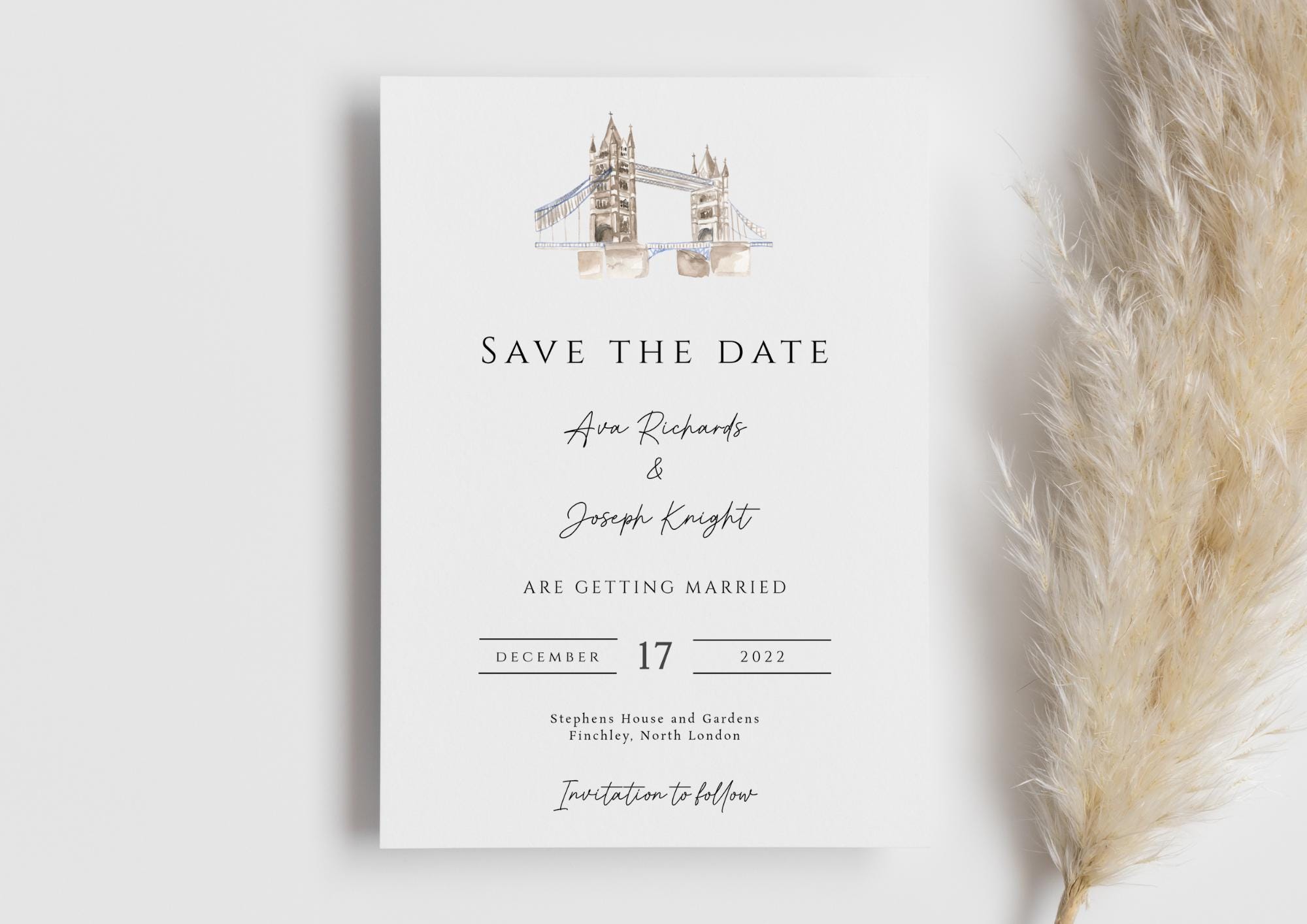 London Invitation Template, Destination Wedding Save the Date Template ...