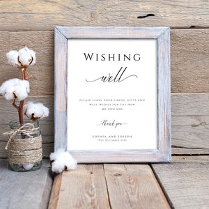 Modern Wishing Well Sign Template Printable, Wedding Script Cards and ...