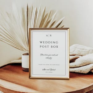Elegant Wedding Post Box Sign Template: Monogram Printable (digital ...