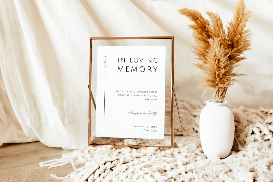 Monogram Wedding in Memory Sign Template, Printable Black & White ...