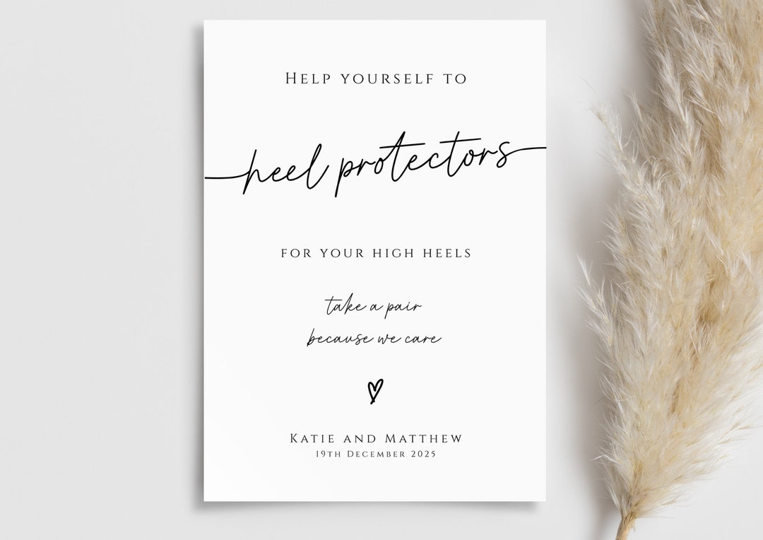 Wedding Heel Protectors Sign Template, Printable High Heels Sign ...